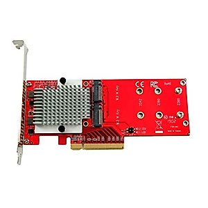 Ableconn PEXM2-130 Dual M.2 PCIe NVMe SSD Adapter Card - PCI Express 3.0 x8 / x16 Support 2X M.2 NGFF (M-Key) PCIe NVMe SSD for Mac & PC (ASMedia ASM2824 Switch) - PCIe NVMe Adapter Dual