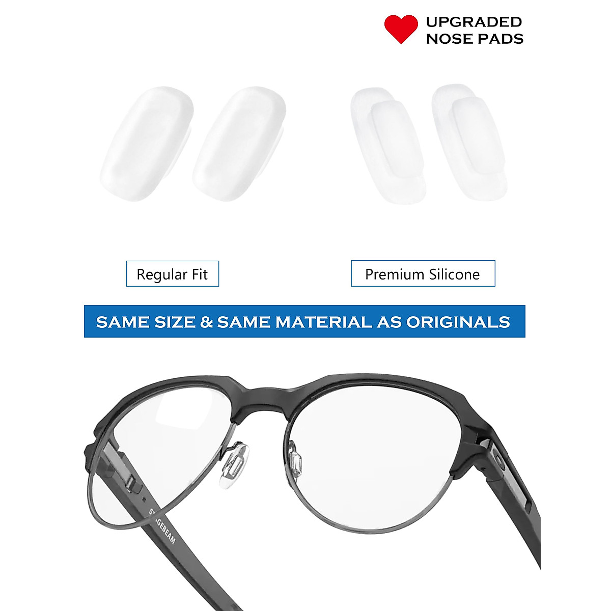 2 Pairs Replacement Nose Pads Nose Piece for Costa South Point/Flagler/Ponce/Fernandina/Shipmaster/Wader/Peli; for Oakley Cartridge/Spindle/Latch Key/Diecutter/Latch Alpha/Lugplate Glasses, White