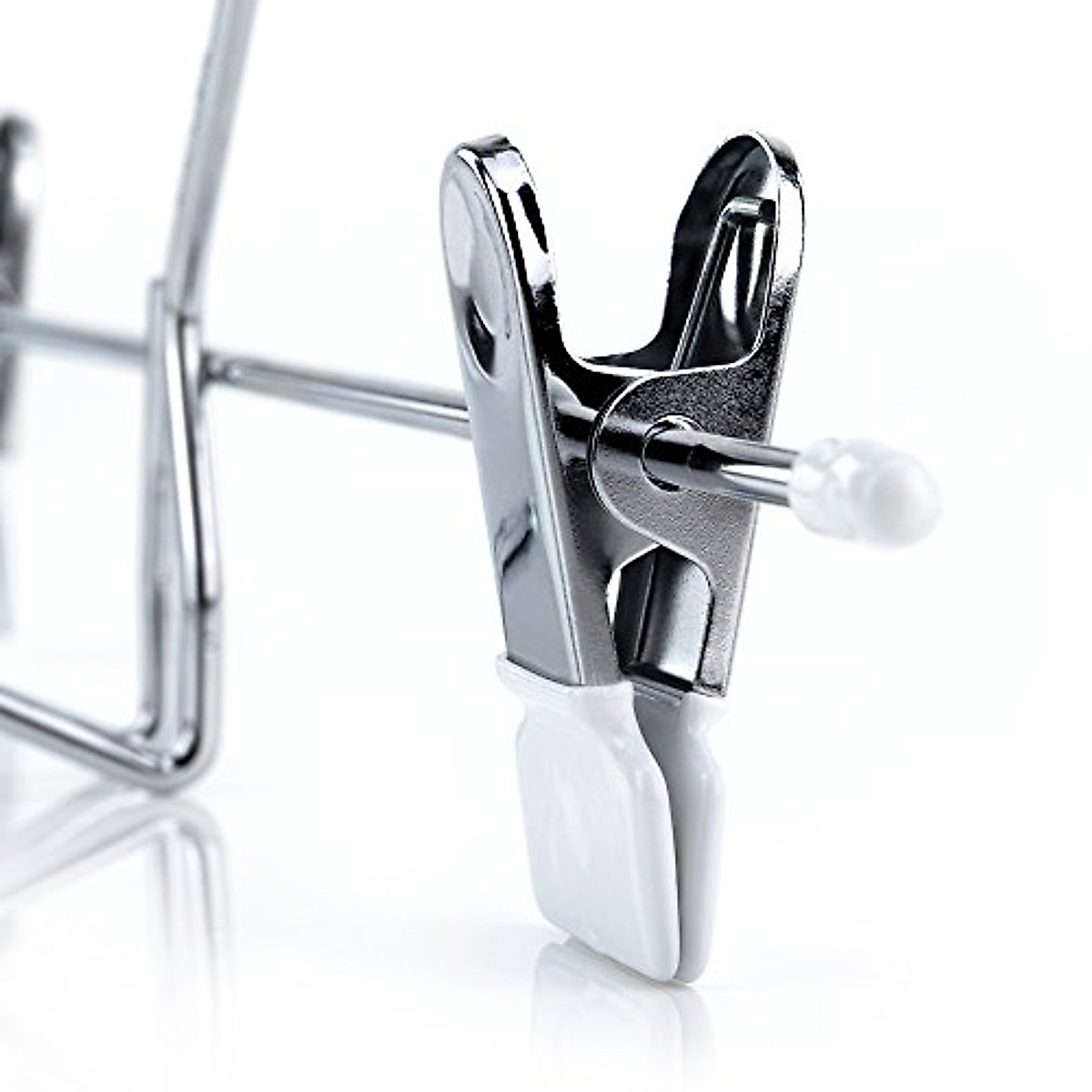 HANGERWORLD 12 Chrome 13.4inch Metal Pants Skirt Adjustable White Non Slip Clip Coat Clothes Garment Hangers with Accessory Hook