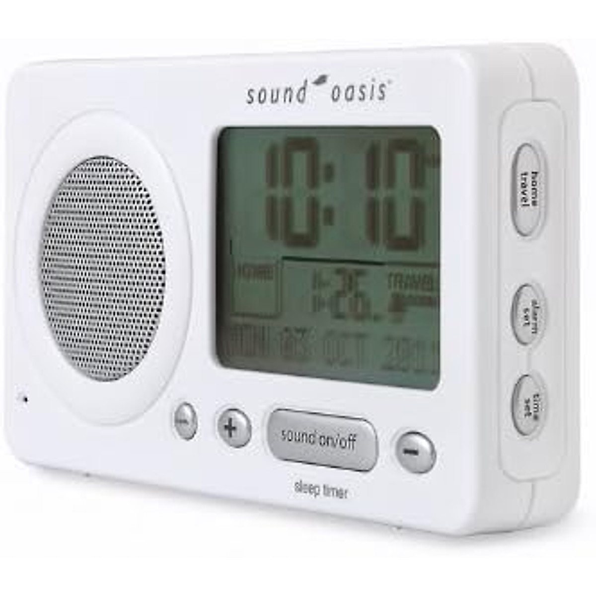 Sound Oasis S-850W Travel Sleep Sound Therapy System (White), Jet-Lag Reduction Sound with Voice Memo, 18 Soothing Natural Sounds