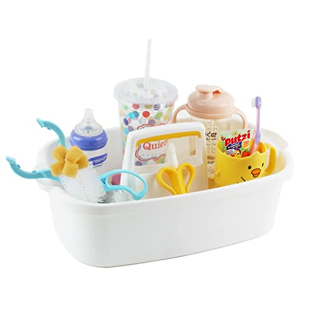 Whalegend Cleaning Caddy,Plastic Portable Shower Caddy Basket Storage Organizer with Handle，Plastic Tool Storage Cleaning Supply Caddy，for Bathroom Vanity, Dorm Shelf & Cabinet，White