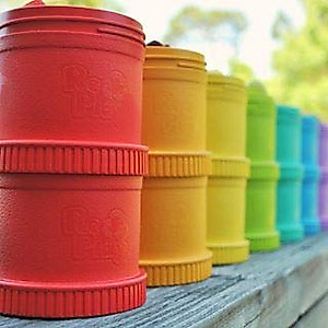 Re Play 2pk Snack Stack Food Storage Containers for Baby, Toddlers, and Children, Made from Virtually Indestructible Recycled HDPE, Includes Travel Lid, Dishwasher & Microwave Safe, Purple