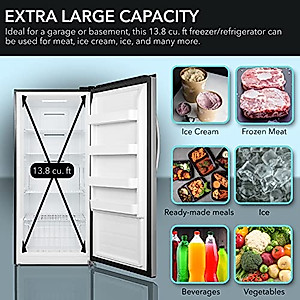 Whynter UDF-139SS/UDF-139SSa 13.8 cu.ft. Energy Star Digital Upright Convertible Deep Freezer/Refrigerator – Stainless Steel