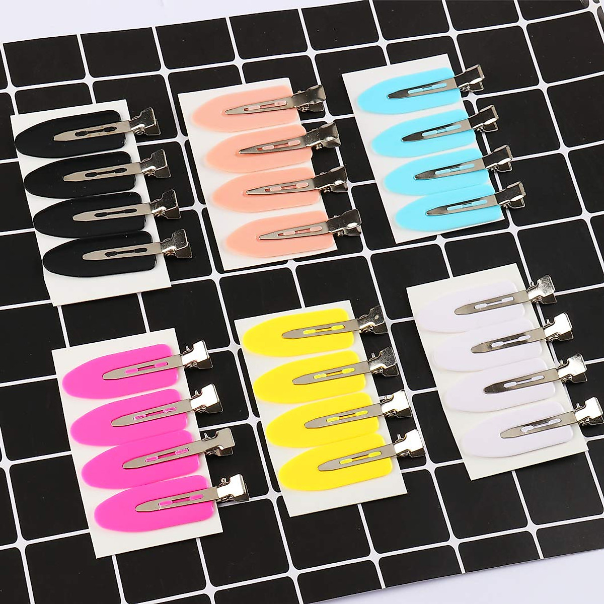 Messen 24 Pieces No Bend Hair Clips Seamless Side Bangs Fix Fringe Curl Pin Barrette No Crease Hair Clip for Makeup Washing Face Accessories Women Girls (Pink,White,Yellow,Blue,Black,Rose Red)
