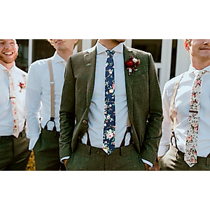 Mantieqingway Men's Cotton Printed Floral Neck Tie Skinny Tie
