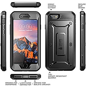 SUPCASE Unicorn Beetle Pro Series Case Designed for iPhone 7 / 8 / iPhone SE 2 (2020) / iPhone SE 3 (2022), Full-body Rugged Holster Case with Built-in Screen Protector (Black)