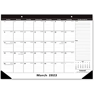 Nekmit Yearly Monthly Desk Pad Calendar, Wall Calendar for Planning, Ruled Blocks, Black