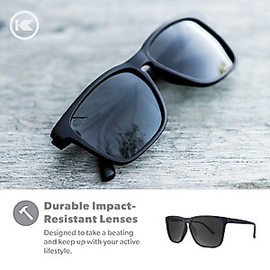 Knockaround Fast Lanes Polarized Sunglasses for Men & Women - Impact Resistant Lenses & Full UV400 Protection, All Black Frames on Black Lenses