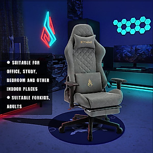 symino Gaming Chair Ergonomic Office Chair Racing Style Computer Chair with 3D Armrest, Vintage Style PU Leather PC Chair with Footrest (Grey)