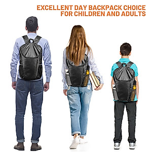 WRTEE Hiking Daypack,Water Proof Lightweight Packable Backpack for Travel Camping Outdoor Portable - Black