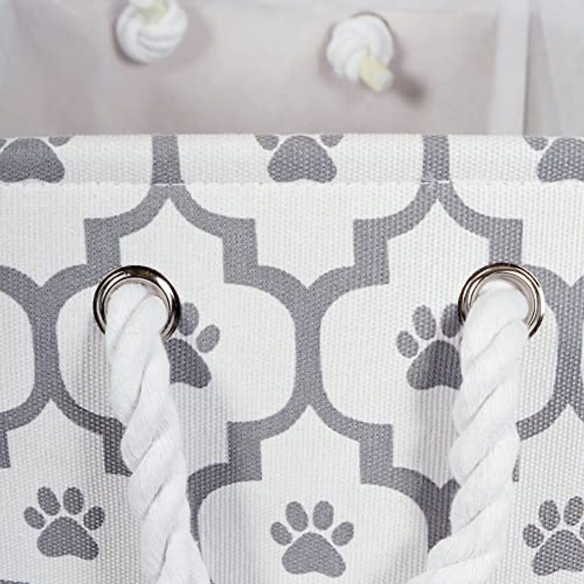 Bone Dry Pet Storage Collection Lattice Paw Print, Medium Round, White/Gray