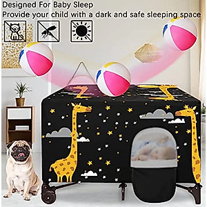 Blackout Cover for Pack N Play, Portable Breathable Crib Tent to Block 90% of Light for Indoor Outdoor Travel, Stretch Up to 48×39 Inches