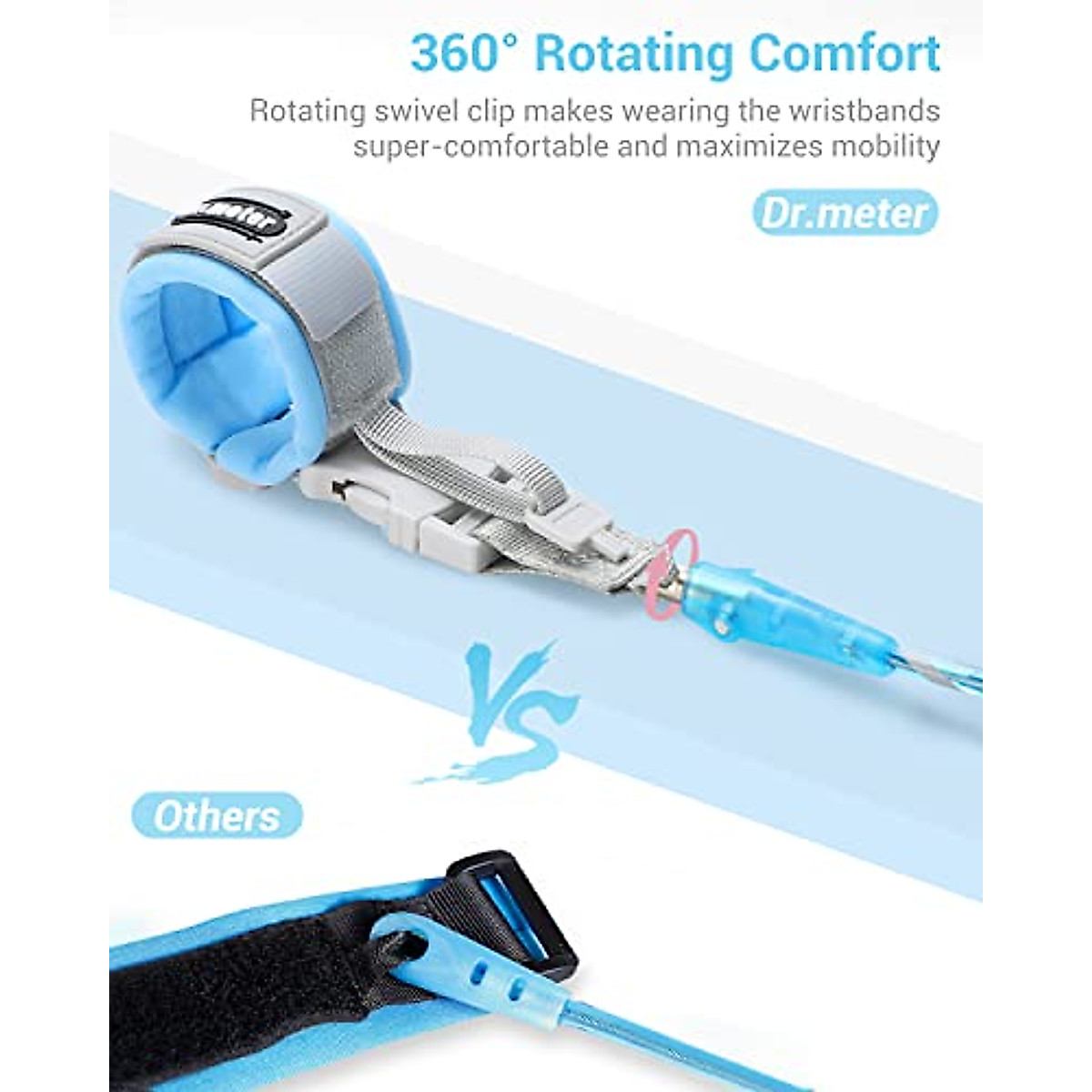 Upgrade] Anti Lost Wrist Link, Dr. Meter 2 in 1 Toddlers Safety Wristband Leash with Key & Lock, Dual Length 6.56ft Kids Walking Harness for Supermarket Mall Airport Amusement Park Zoo Travel