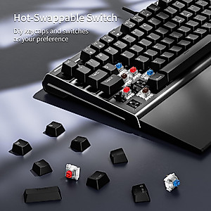 Newmen GM101 Mechanical Gaming Keyboard,RGB Backlit Wired Keyboard with Wrist Rest,Anti-Ghosting Aluminum Mechanical Keyboard for PC Mac(Linear Red Switches)