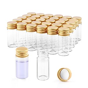 Wresty 10ml Mini Glass Jars 30 Pcs Glass Vials With Aluminum Screw Caps Empty Glass Bottles Sample Bottles Container For DIY Art Craft Decor Jewelry Storage