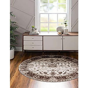 Unique Loom Rushmore Collection Area Rug - Lincoln (10' 8" Round, Cream/Beige)