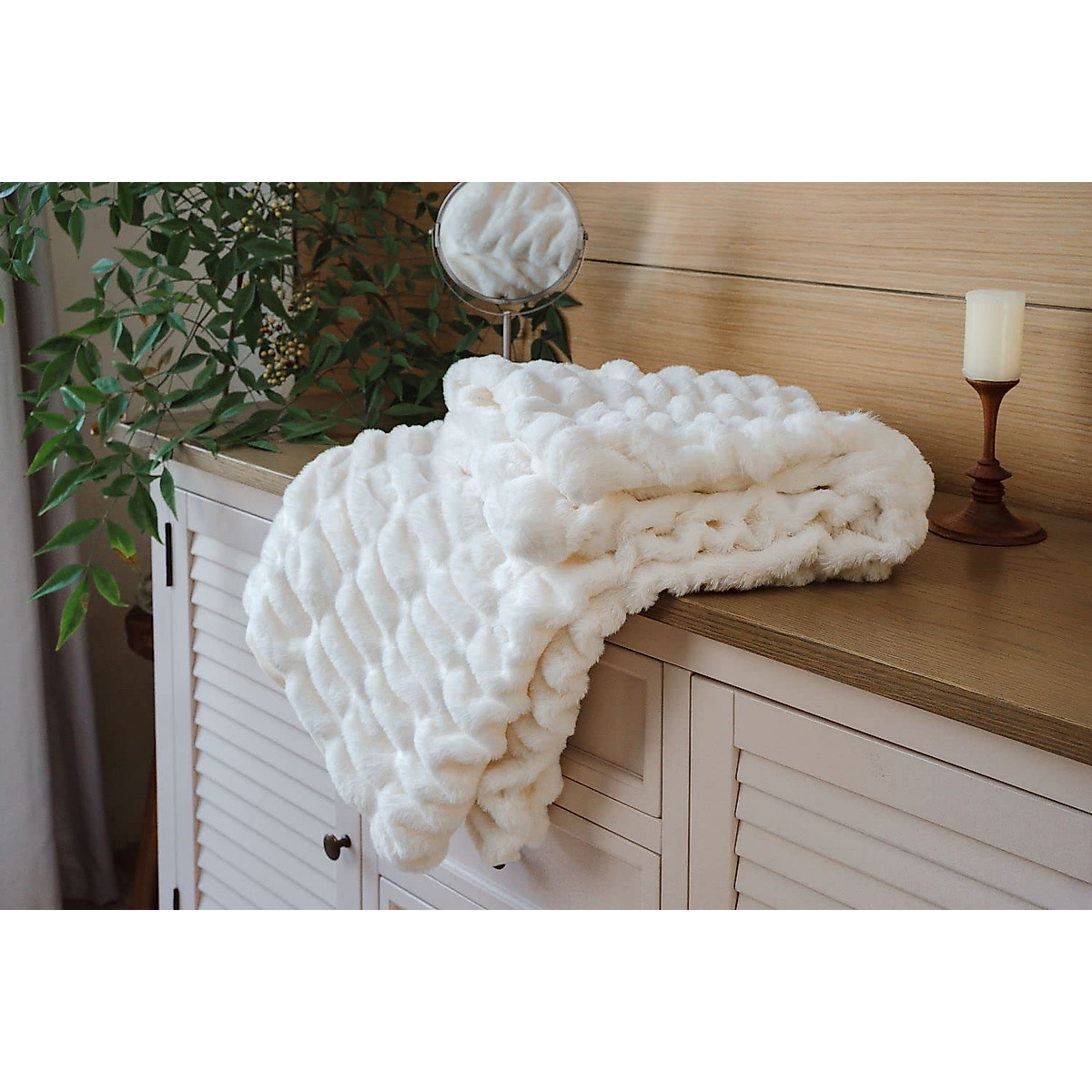 Softness Warm Faux Fur Throw Blanket White- Tie-dye Fuzzy Fluffy Super Soft Furry Plush Decorative Comfy Shag Thick Sherpa Shaggy Throws and Blankets Couch, Sofa, Bed, (Single)