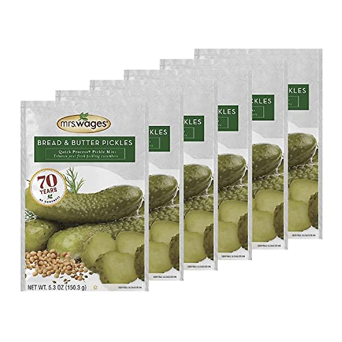 Mrs Wages Bread and Butter Pickles Quick Process Mix 5.3 Ounce (Pack of 6)