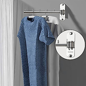 Zivisk 2 Pcs Folding Wall Mounted Clothes Hanger Rack with Swing Arm Stainless Steel Heavy Duty Coat Hook for Bathroom, Bedroom, Laundry Room - Black