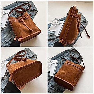 Mudono Shoulder Bag for Women Vintage Suede Bucket Bag Designer Crossbody Purse Hobo Leather Handbag Purse