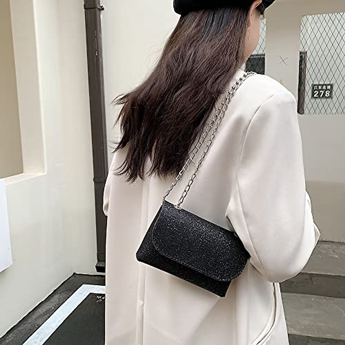 mojoyce Fashion Shiny Sequins Clutch Evening Bag Sparkling Designer Women PU Handbags