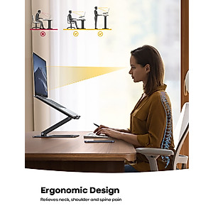 Lamicall Adjustable Laptop Stand, Laptop Stand for Desk, Portable Laptop Riser,Ergonomic Computer Notebook Stand Holder for MacBook Air Pro, Dell XPS, HP-Black