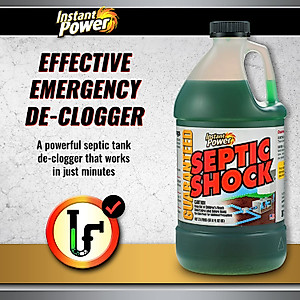 Instant Power Septic Shock Septic Tank Treatment, Drain Cleaner Liquid Clog Remover for Septic System, 67.6 FL OZ (2 Liter)
