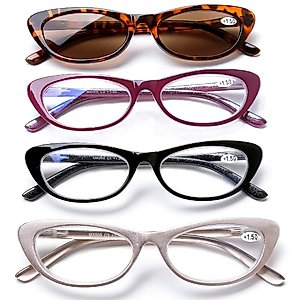 AQWANO Computer Reading Glasses Designer Blue Light Blocking Cat Eye Eyeglasses Readers Anti UV400 Digital Eyestrain for Women, 1.5