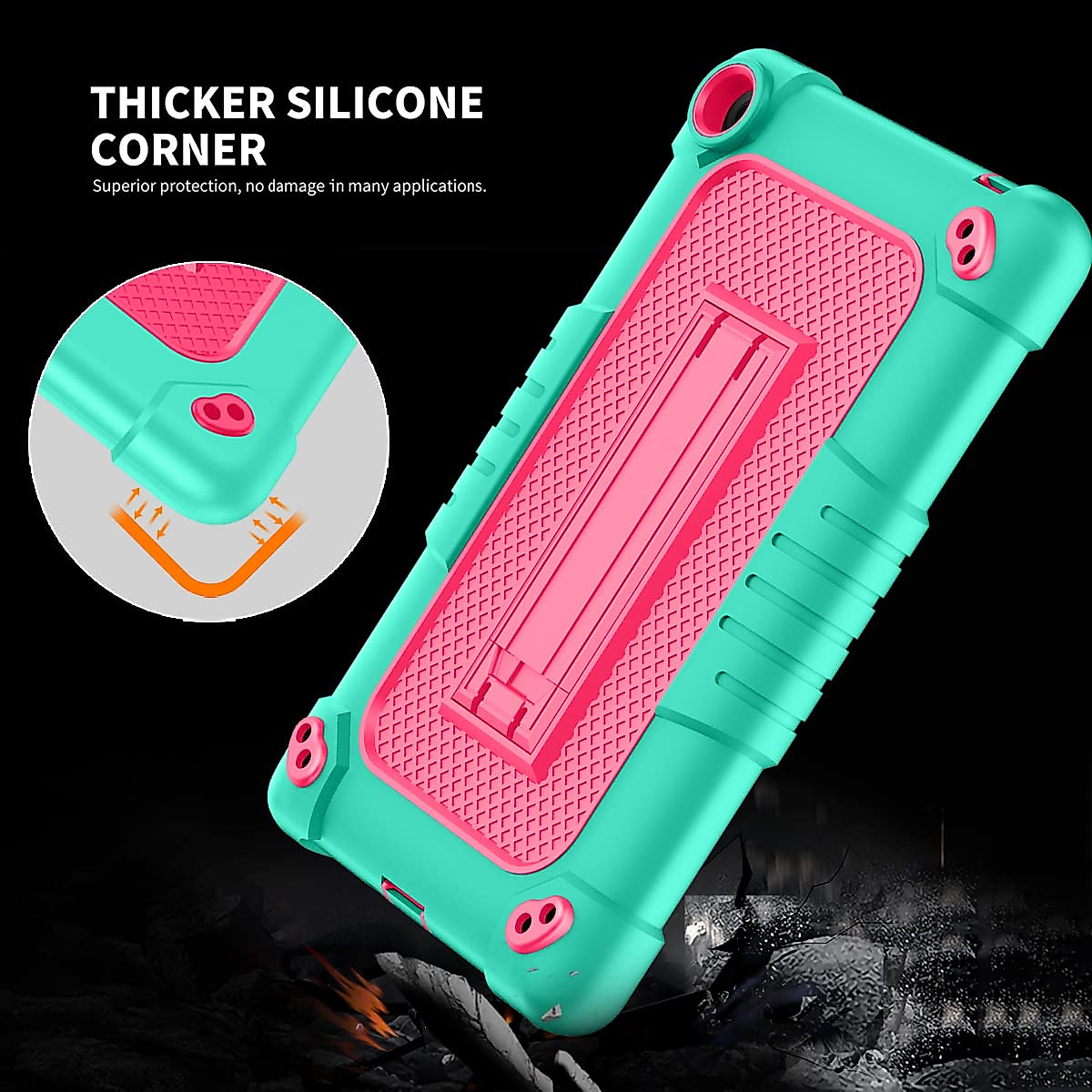 Mignova for Walmart Onn 7 2022 Model Gen 3 7 inch/for New Walmart Onn 7 3rd Gen 100071481 Tablet Case Shockproof Kids Friendly Armor Case Kickstand Shoulder Hand Strap Protective Shell (Green+Pink)
