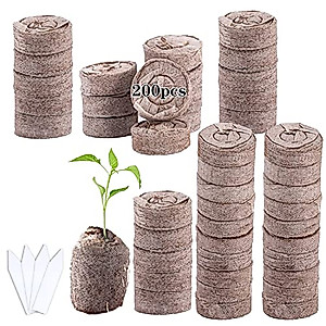 200 Pcs Peat Pellets - 30mm Seeds Plant Starting Plugs, Compressed Nutrient Fertilizer Fiber Soil Block, Plant Pods Bulk for Seedling Transplanting Herb Flower Vegetables