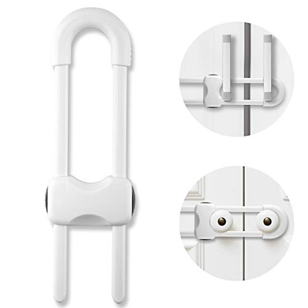 6PCS Cabinet Locks for Babies, Adjustable U-Shaped Child Safety Locks, Multifunctional Cabinet Handle Lock for Drawers for Cabinets, Drawer, Gate, Furniture Doors, Closet with Secure Lock Buttons