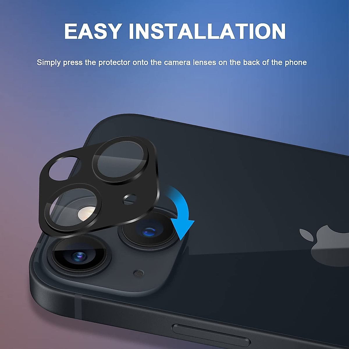 (2 Pack) Orzero Camera Lens Protector Compatible for iPhone 13/ iPhone 13 Mini, Protector de Cámera Premium Metal Glass Strong Adhesion HD Anti-Scratch Full Coverage [No Affect on Night Shots] - Black