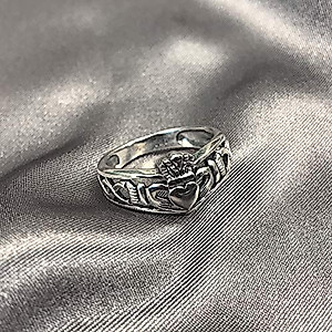 Gem Avenue Heart Friendship and Love Crowned Irish Claddagh 925 Sterling Silver Ring for Women Size 8