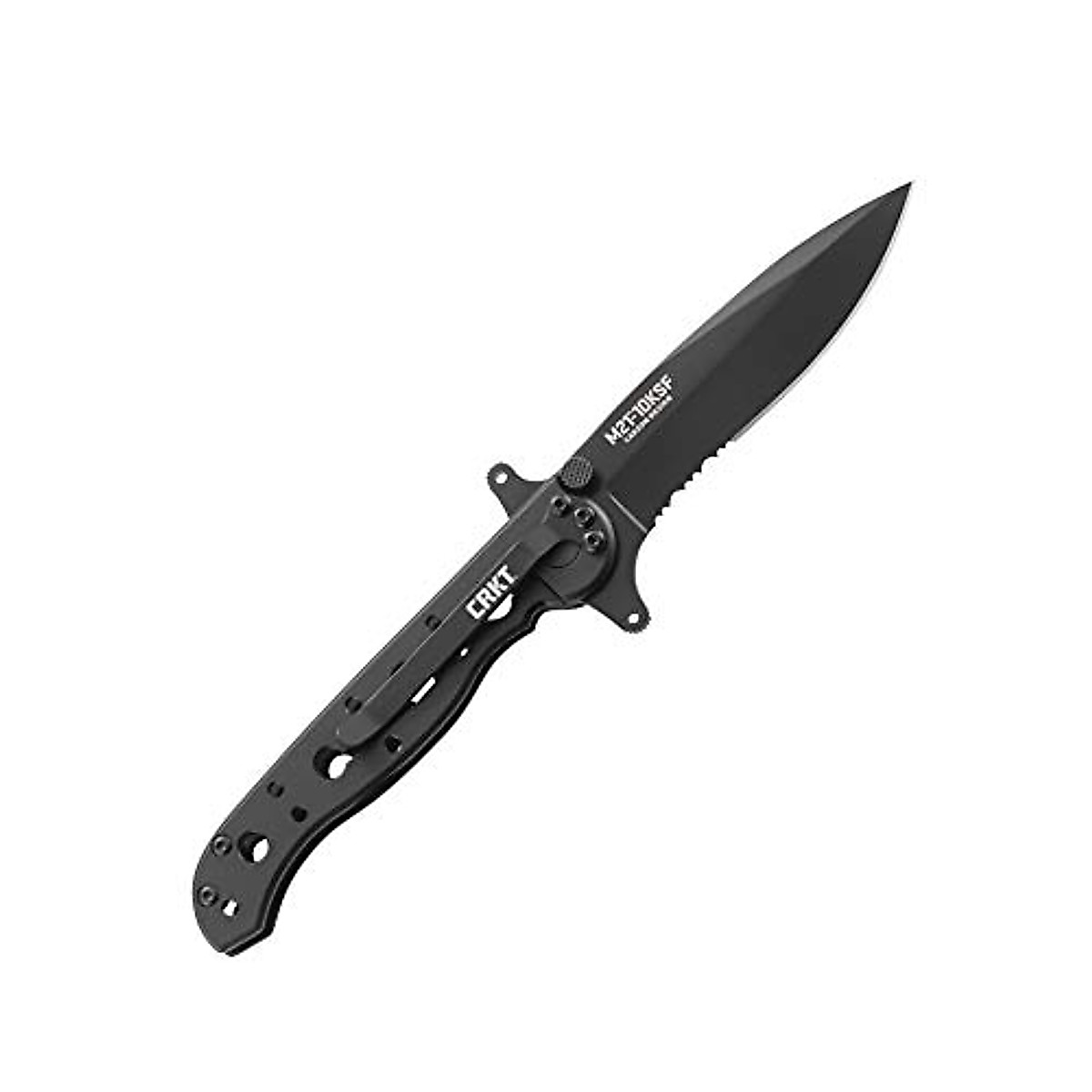 CRKT M21-10KSF EDC Folding Pocket Knife: Special Forces Everyday Carry, Black Serrated Edge Blade, Frame Lock, Dual Hilt, Stainless Steel Handle, Reversible Pocket Clip
