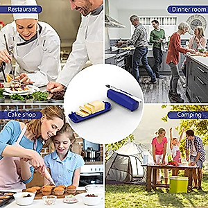 Butter Dish with Magnetic Lid, Light Butter keeper for Counter with Spreader Knife & TBSP markings, Easy Scoop, Food Safe, Perfect for East West Coast Butter (8inch-knife-1, Royal Blue)
