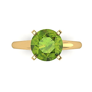 Clara Pucci 2.50ct Round Cut Solitaire Natural Peridot Excellent Engagement Bridal Promise Anniversary Ring in 18K Yellow Gold Size 9.25