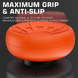 PlayRealm NO FALLING OFF Thumbstick Extender & Silicone Grip Cover 2 Sets for PS5 & PS4 Controller (Turbo Orange)