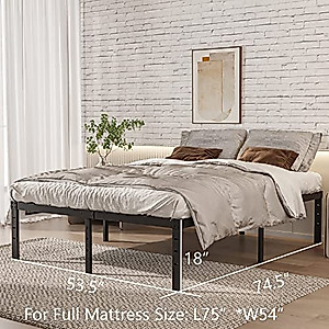 Oliway Full Bed Frame, 18 Inch Tall Metal Platform Bed Frame, Heavy Duty 3500lbs Steel Slat Support, Easy Assembly, Noise Free, No Box Spring Needed, Mattress Foundation, Underbed Storage Space