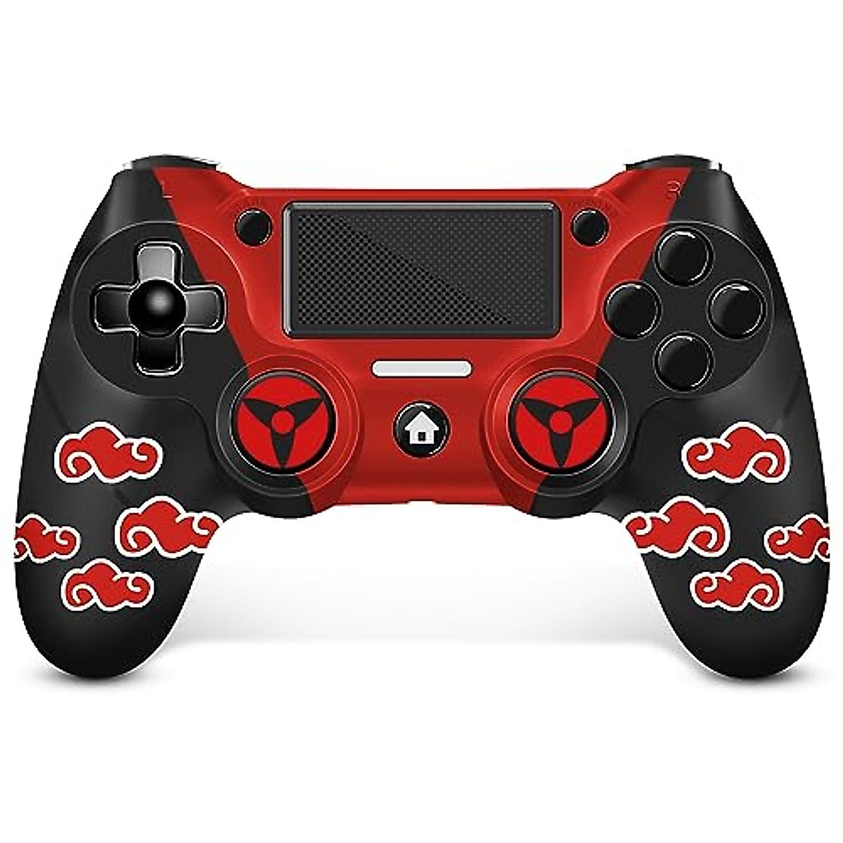 FTFVaska Wireless Controller for PS4 Compatible with PS4/Slim/Pro, Gamepad with Enhanced Dual Vibration/Analog Sticks/6-Axis Motion Sensor/Charging Cable/Thumb Caps! (Red Cloudy)