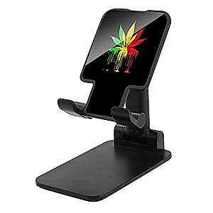 Dripping Reggae Weed Cell Phone Stand for Desk Foldable Phone Holder Height Angle Adjustable Sturdy Stand Black-Style