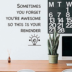 Finduat Inspirational Wall Decals Stickers - Sometime You Forget You’re Awesome, So This is Your Reminder. Vinyl Motivational Quotes Decal for Home Bedroom Living Room Decor Office Kids Room