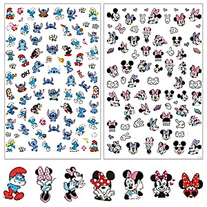 6 Sheets 3D Cartoon Nail Art Sticker Self-Adhesive Design Nail Charms Cute Nail Stickers Designer Nail Art Supplies Kawaii Nail Decals for Women Girls DIY Nail Art Decoration Accessories