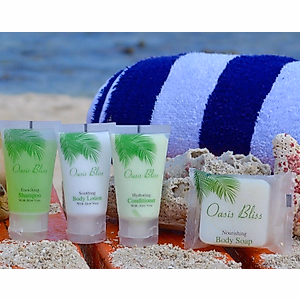 100 pcs Hotel Amenities Bundle: 25 Bath Bars, 25 Shampoo, 25 Conditioner, 25 Lotion - Bulk Mini Travel Size Guest Supplies Set