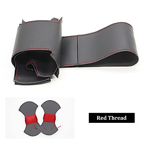 Hand-Stitched Black Leather Car Steering Wheel Cover, for Mercedes Benz C-Class W203 2000-2007 C32 AMG 2002-2003 DIY Breathable Steering Wheel Covers