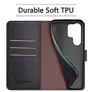 XcaseBar for Samsung Galaxy S23 Ultra Wallet case with 【RFID Blocking】 Credit Card Holder,Flip Folio Book PU Leather Phone case Shockproof Protective Cover Women Men for S23Ultra case Black