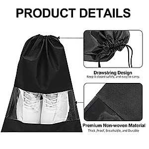 YAMIU 12PCS Shoe Bags for Travel - Large Dustproof Drawstring Shoes Pouch Packing Organizers for Men & Women, Black