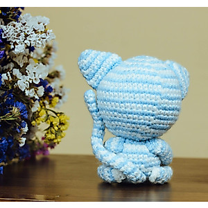 Crochet Stuffed Animal CAT DIY Kit, Beginner Craft kit for Teens and Adults, All Materials Included, Detailed Instructions with 45 Pictures, Hypoallergenic Yarn