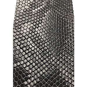 New Creations Fabric & Foam Inc, Faux Viper Snake Skin Vinyl-Faux Leather-3D Scales Fabric by The Yard, Black