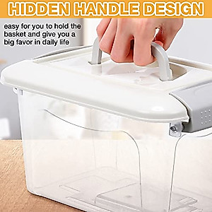 8 Pcs Storage Latch Bin with Lids 8 Qt Clear Plastic Lidded Organizer Bins with Handle Stackable Storage Latching Containers for Home Shelf Office Closet Organize Clothes Toys Snacks Crafts