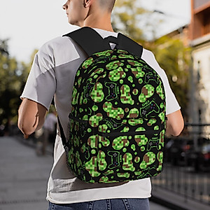 Giwawa Camouflage Dots Backpack for School - Video Game Backpacks for Boys Girls Green Gamer Backpack Camo Preschool Bookbags Rucksack Daypack